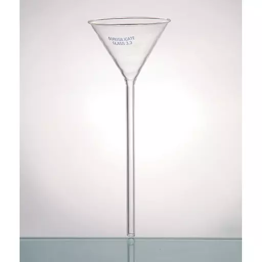 60° Angle long stem borosilicate glass funnel 150mm dia