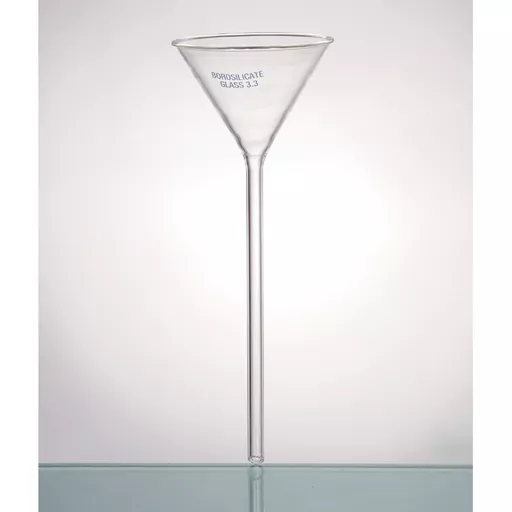 60° Angle long stem borosilicate glass funnel 150mm dia