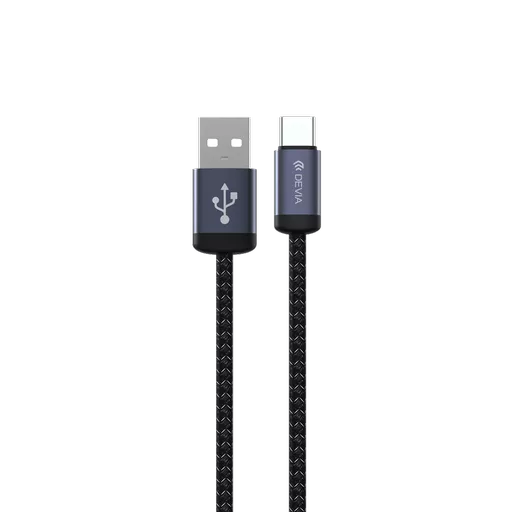 Devia - 1m (2.1A) Mesh Armour USB to USB-C Cable - Black