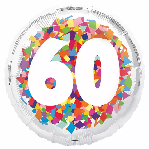 Bright Confetti 60th Birthday 18" Foil Balloon
