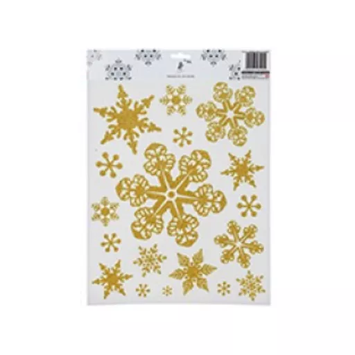Gold Glitter Snowflake Window Sticker Sheet
