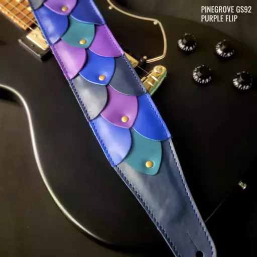 GS92 Dragon Skin Leather Guitar Strap - multicoloured