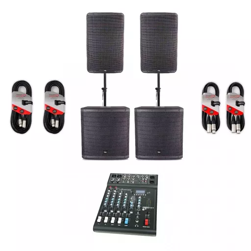 TEK Audio TEK12V2 & TEK15S Active PA System & Mixer Bundle
