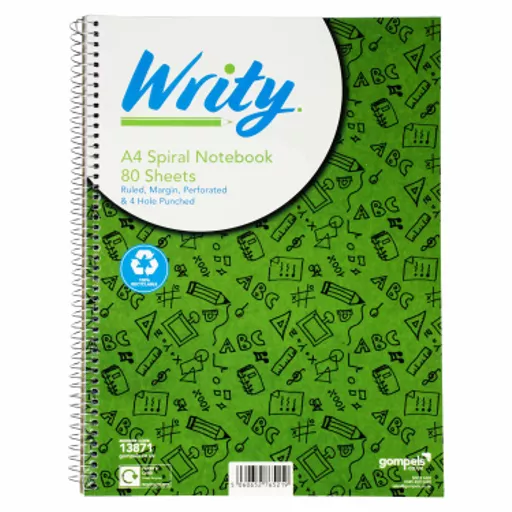 A4 Spiral Notebook 80 Sheet 5 Pack