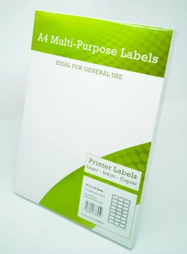A4 Multipurpose Labels 24 Per Sheet 63.5 x 33.9mm (White) Pk of 100