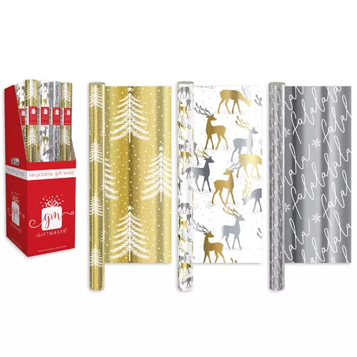 IG Design Group 50 Pack Rollwrap Christmas Gold Luxury