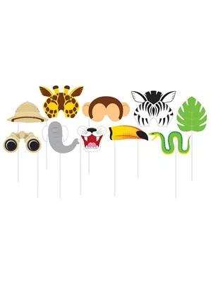 Jungle Animal Photo Booth Props 10pce