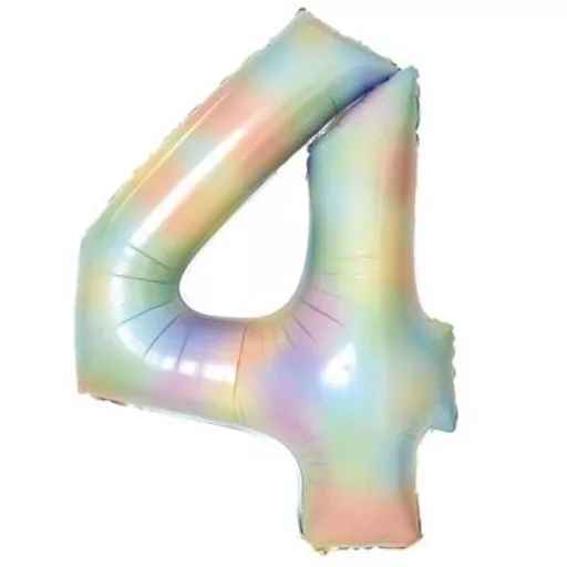 Foil Balloon 34" Number 4 Pastel Rainbow