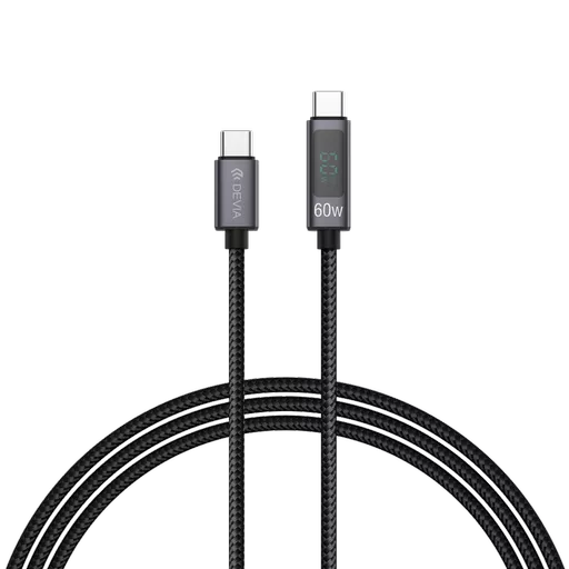 Devia - 1.2m (60W) Digital Display Metal Woven Power Delivery - USB-C ...