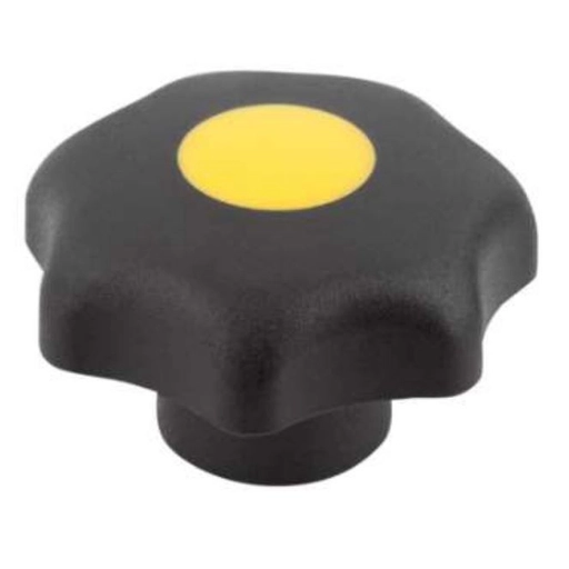 Star Grip. M10 Steel Thread. 40mm Grip Diameter. Yellow Cap.