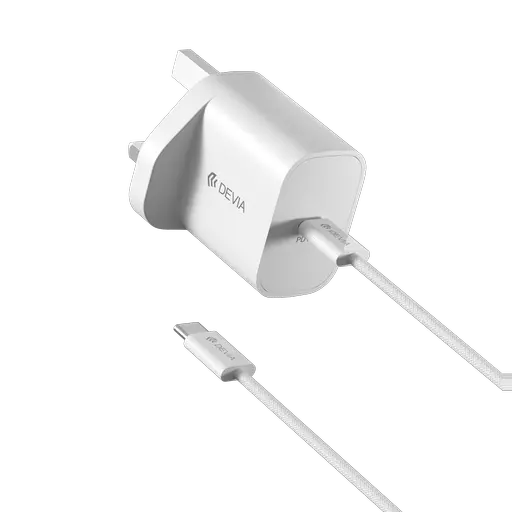 Devia - 30W GaN USB-C 3-Pin UK Charging Plug & 1.2m USB-C to USB-C ...