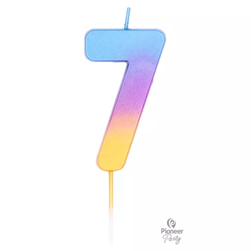 Rainbow Ombre Number Candle Seven