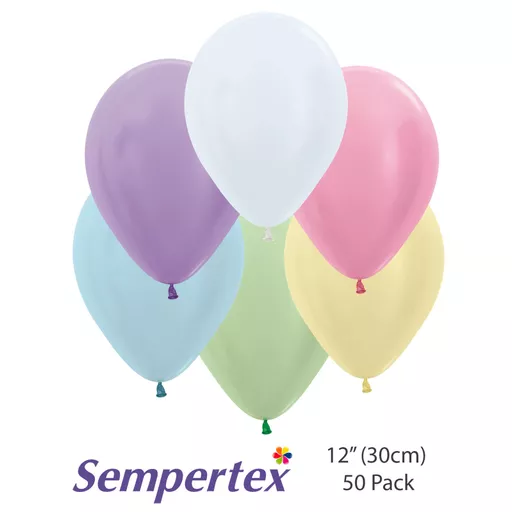 50 Latex Balloons 12" Satin Assorted