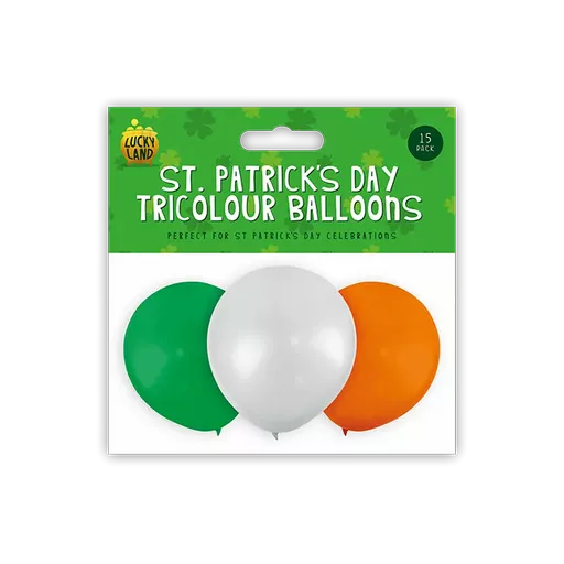 Gem Imports 15 Pack Latex Balloons Tri Colour 9"