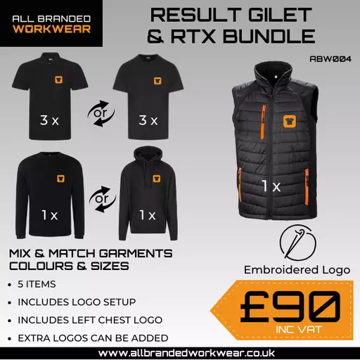 5 Item Result Gilet Embroidered Workwear Bundle | All Branded Workwear