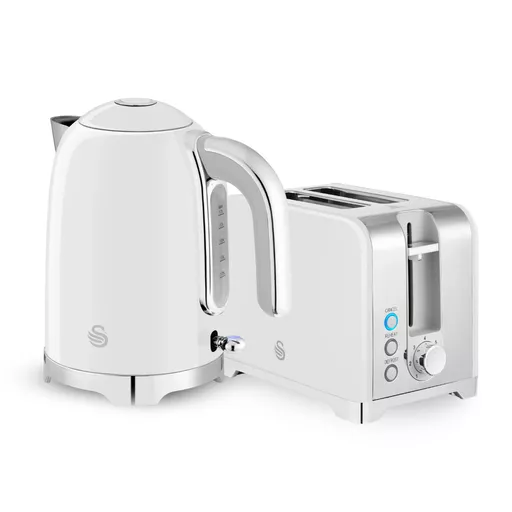 Swan Solace Kitchen Set, 1.7L Kettle & 2 Slice Toaster in Black | Swan