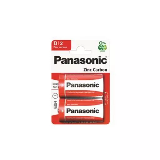 2 Battery Panasonic Zinc D R20 Red