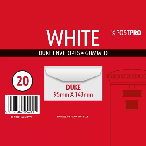 5pk Duke White Envelopes Pack Of 20