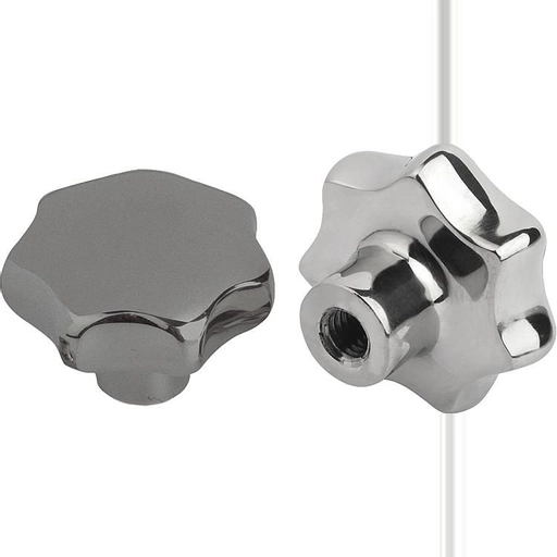 Star Grip. M8 Thread. 40mm Grip Diameter. Stainless Steel Blasted.