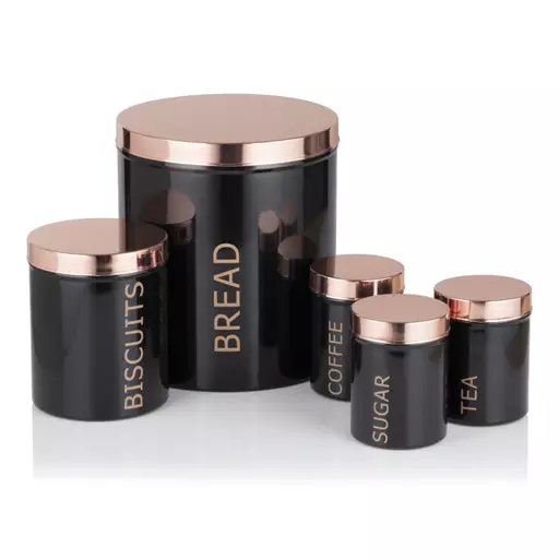 Rose Gold 5 Piece Storage Set | Counter Top Storage | Tower Housewares