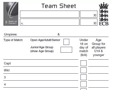 ECB Team Sheets