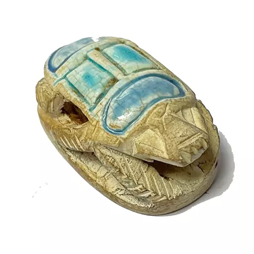 Medium White glazed Carved Scarab | Starbeck Education